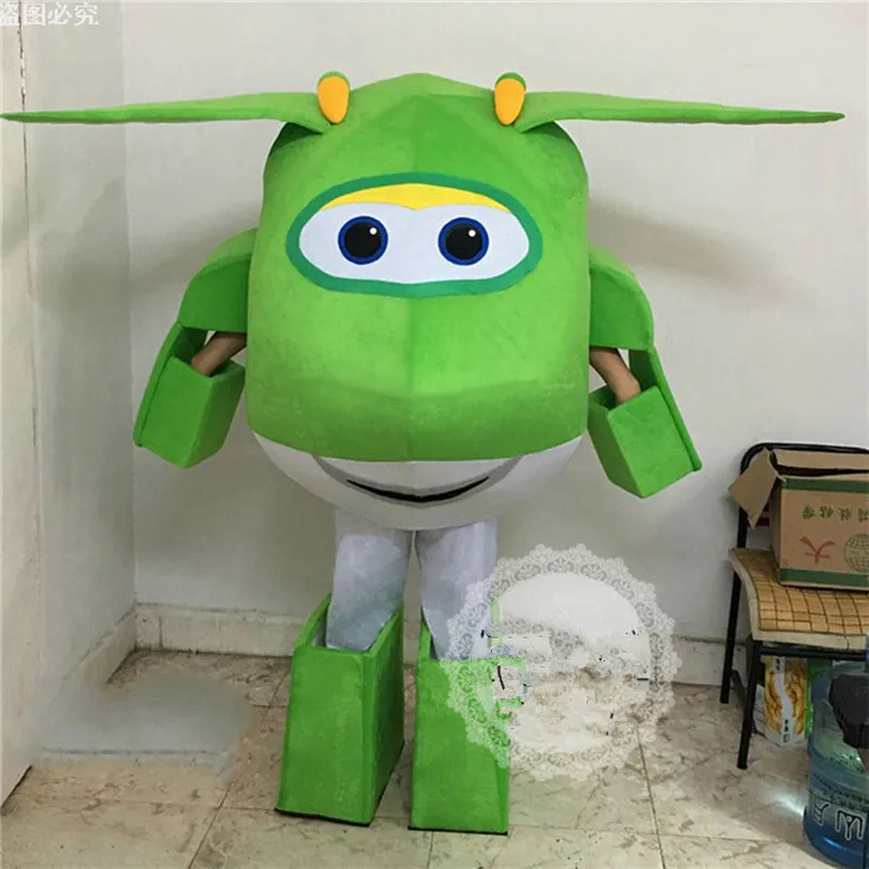 Super Wings Green Mascot Costume Cartoon Plane Airplane Dizzy Mira ...