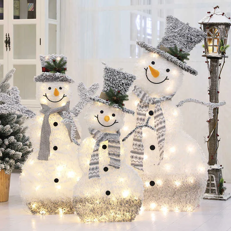 Animated Outdoor Christmas Decorations: Wrought Iron Snowman Flocking ...