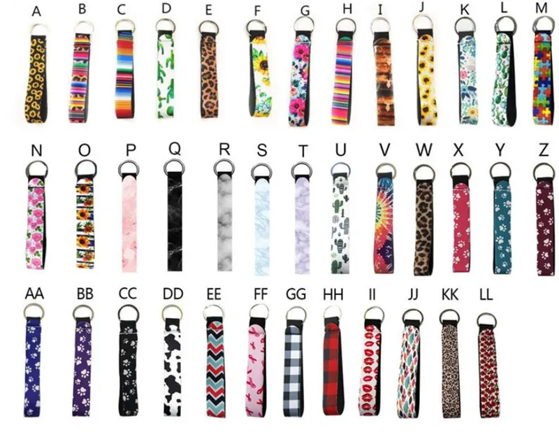 Vibrant Serape Print Neoprene Wristlet Keychains Lanyard for Women - 4 ...