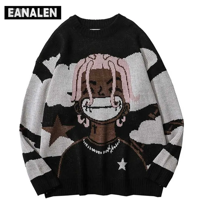 Oversized Anime Knitted Sweater: Harajuku Vintage Cartoon Pullover ...