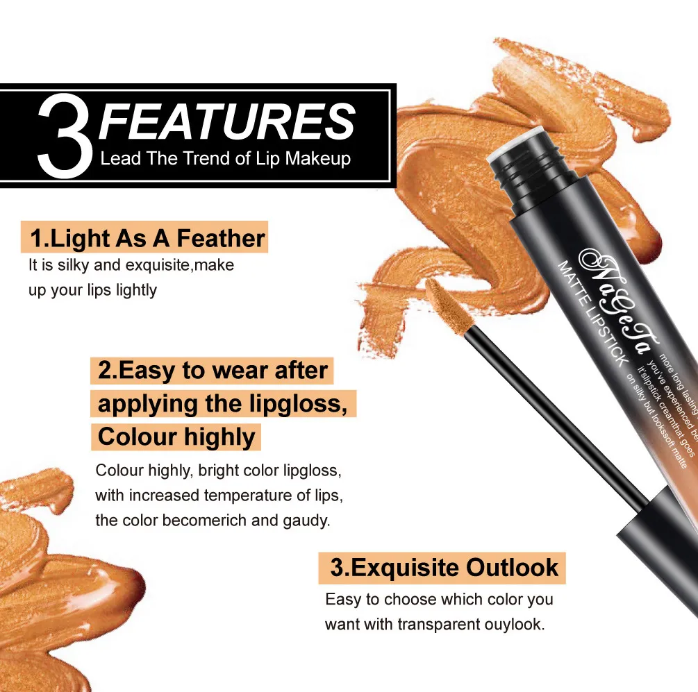 NAGETA liquid lipstick non-stick matte lip gloss long-lasting velvet ...