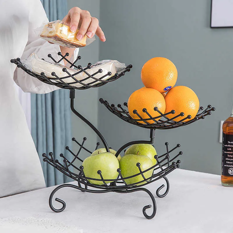 Northern Europe Two-Layer Fruit Bowl Creative Modern Household Snack ...