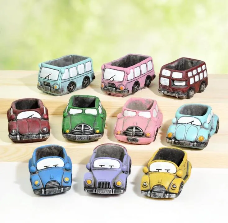 Mini Ceramic Flower Pots Retro Cartoon Vintage Car Truck Ceramic Vase ...