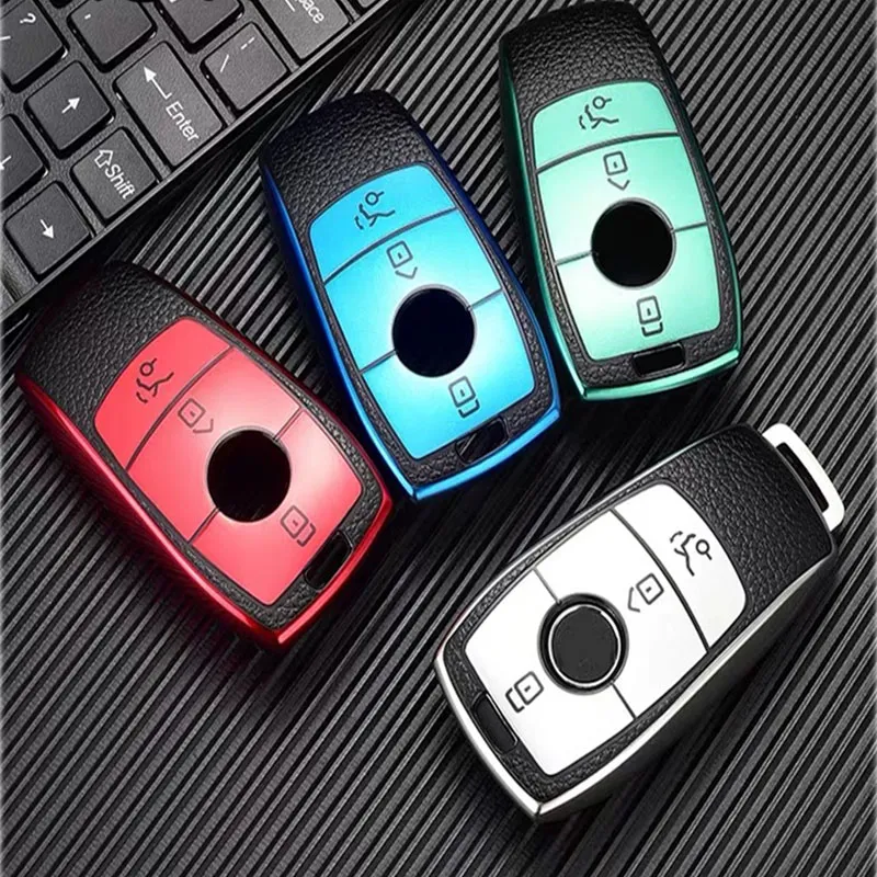Car Key Fob Case Leather TPU Protector Cover for Mercedes Benz E C G R ...