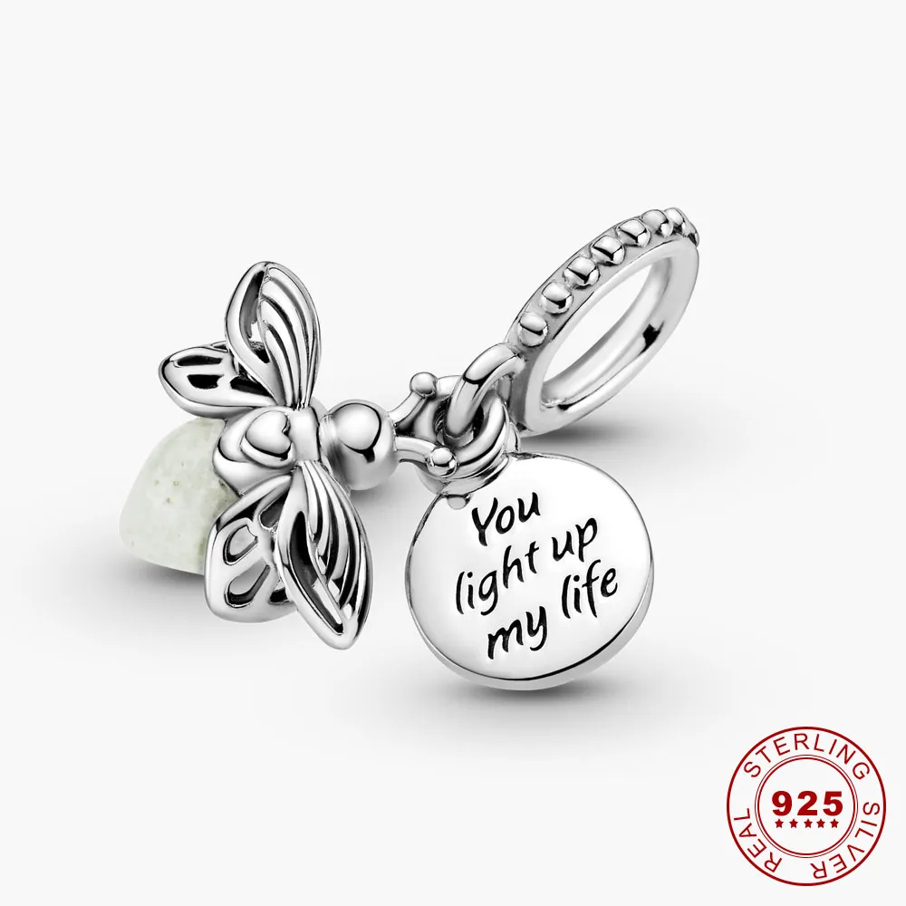 Silver Glow In The Dark Firefly Dangle Charm Fit For Women Bracelet And ...