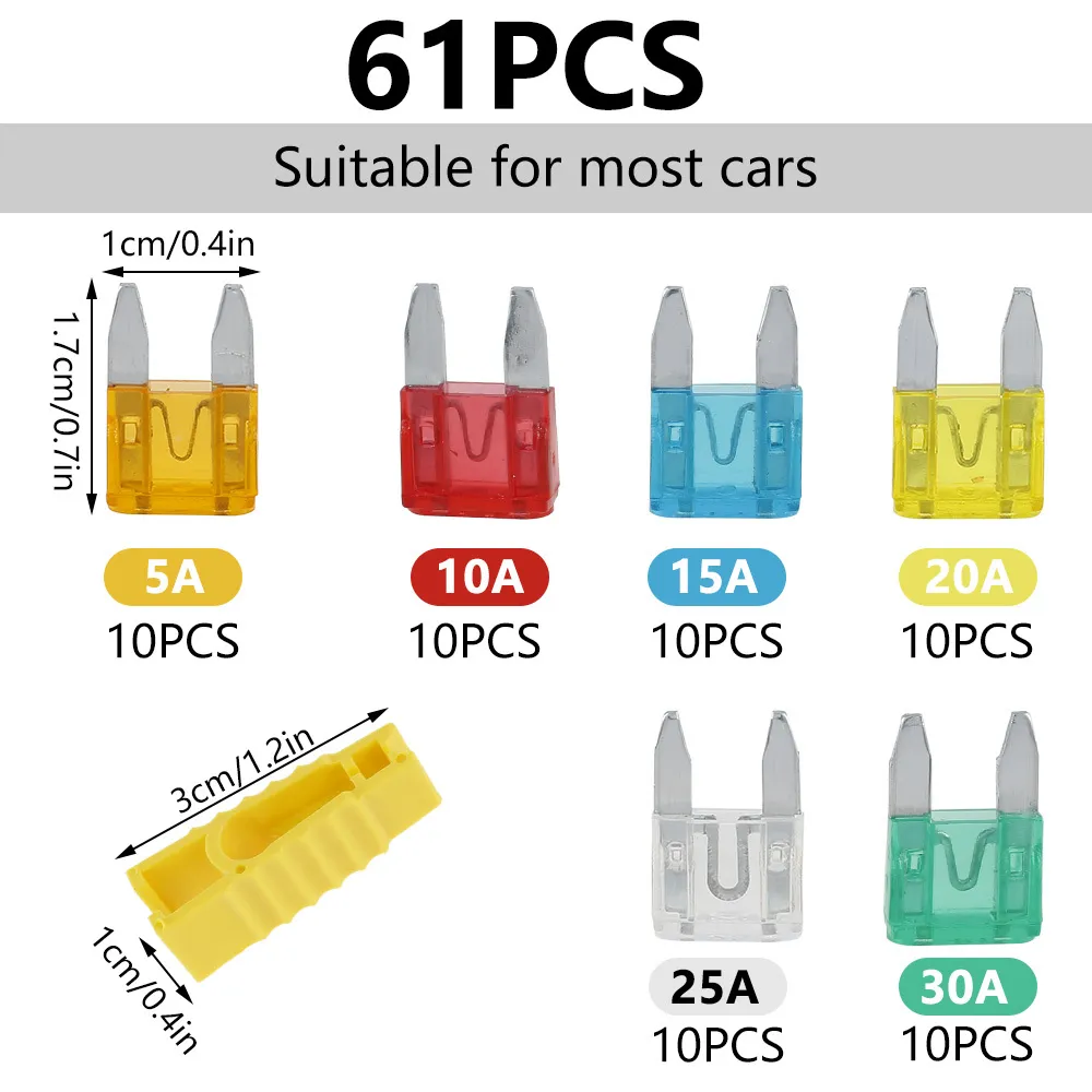 Profile Small Size Blade 12 Volt Fuse Types Assortment Set For Auto ...