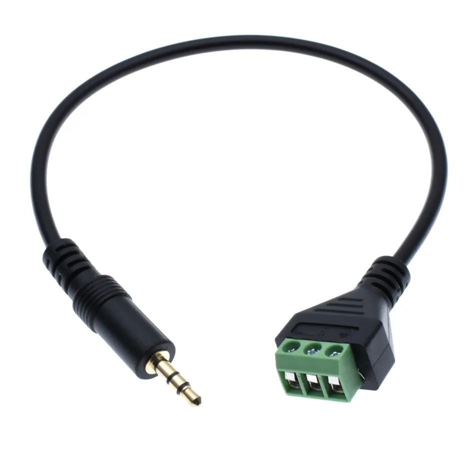 3.5mm Gold Plated 3 Pole Stereo Cable Male Plug To 3Pin AV Screw Audio ...