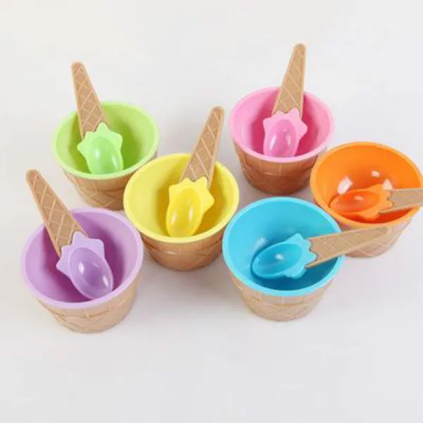 Kids Ice Cream Bowls Set with Spoon, Couples Bowls, Dessert Container ...