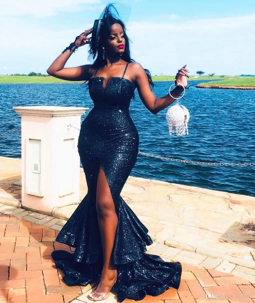 Red Sequin Mermaid Prom Dress Trumpet Silhouette Spaghetti Strap ...