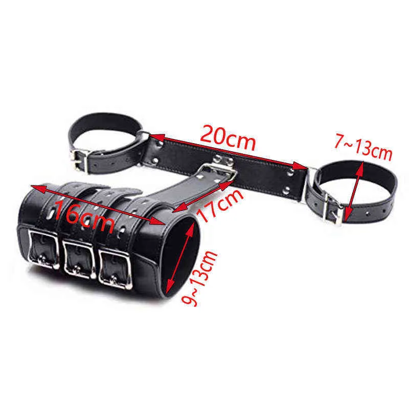 Leather Bondage Handcuffs Set Bdsm Armbinder Restraint Back