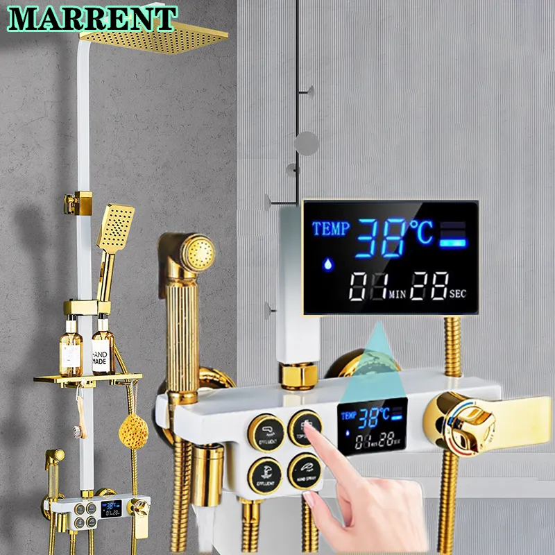 Digital Rainfall Shower System - 12 Thermostatic Mixer Faucet Set ...