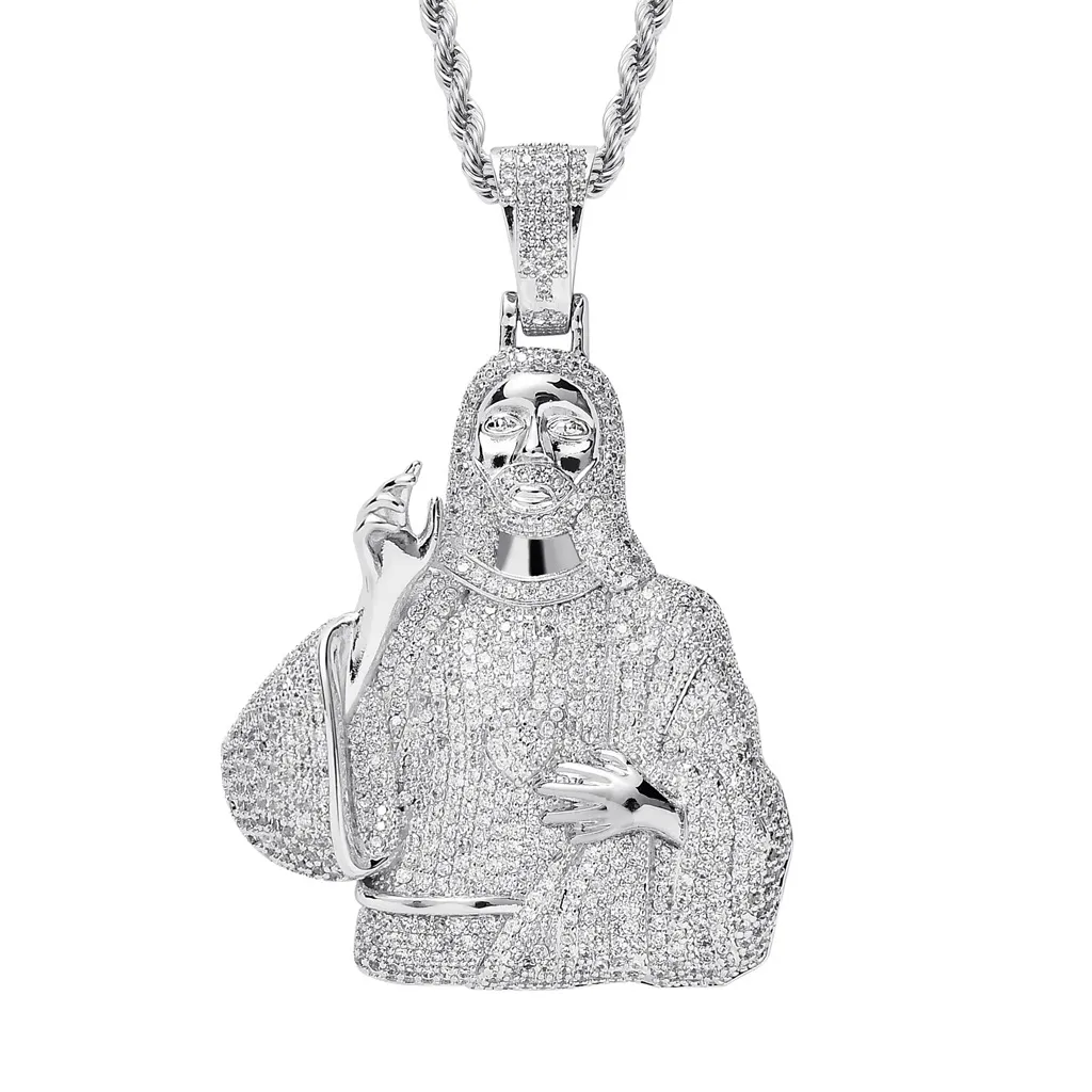 Jesus Christ Silver Pendant For Men With Micro Inlay Zircon For Hip Hop ...