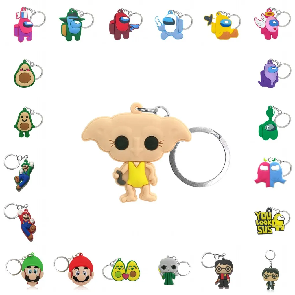 Cute Anime Figure Keychains - PVC Keyring Magic Movie Key Holder ...