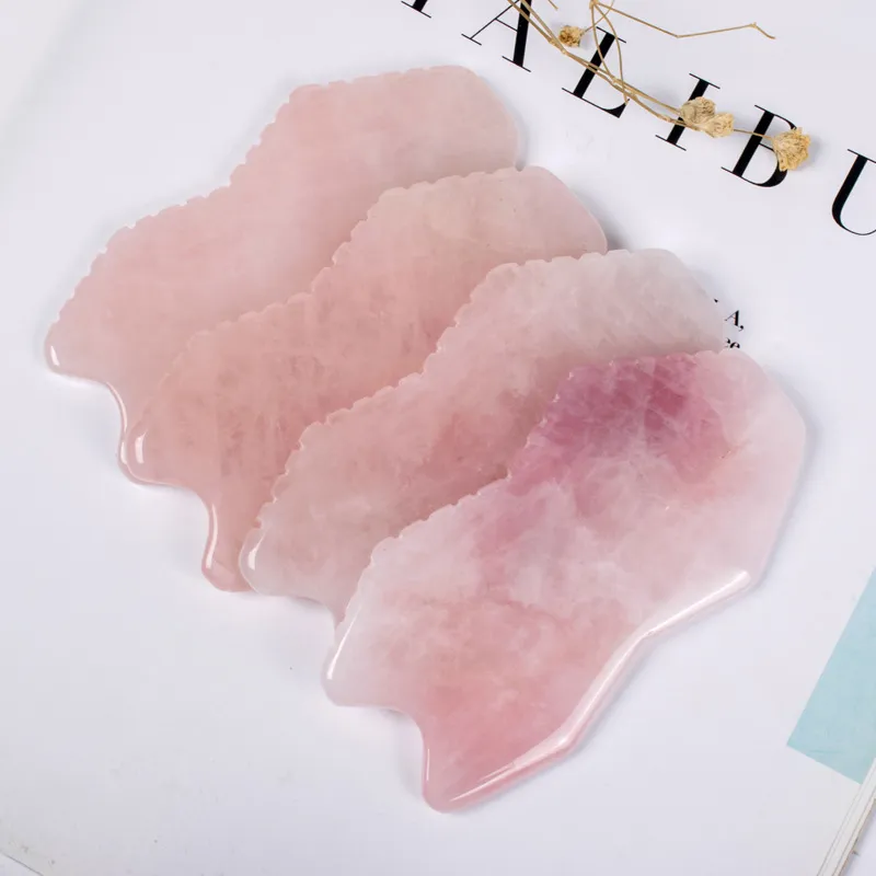 Pink Rose Quartz Jade Gua Sha Stone Scraper for Face, Neck, Back, Body ...