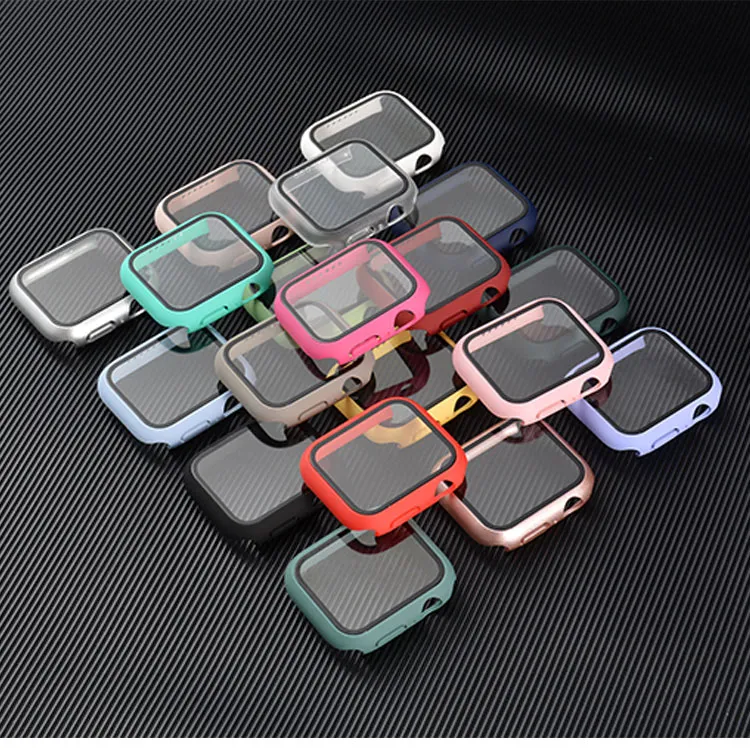 Full Coverage iWatch Case with Tempered Glass - PC Hard Bumper, 360 ...