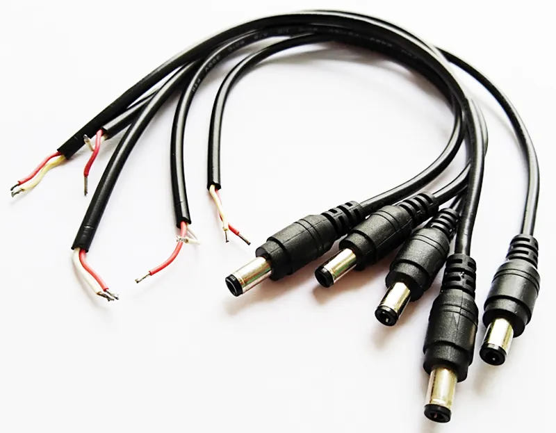DC Power Connector Kit: 5.5x2.5mm Male Plug Socket, CCTV Cord Cable ...