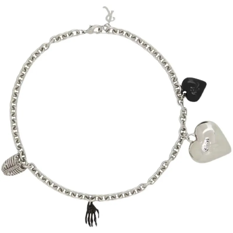 RAF Ghost Claw Simons Love Skull Hand Grab Rib Necklace Peach Heart ...