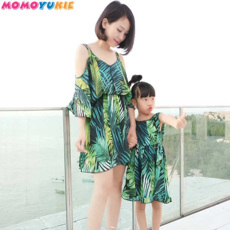 Mommy and me matching short floral polyester dress with crew neck for ...