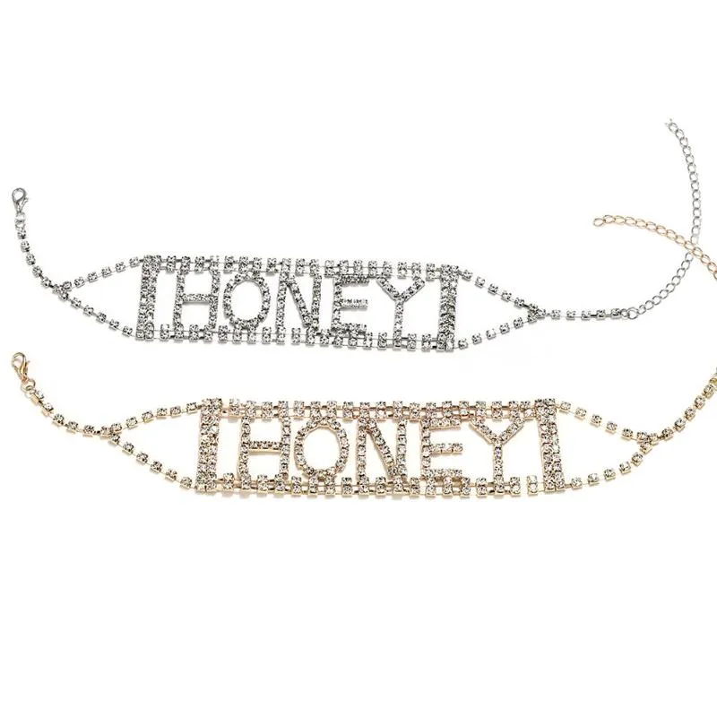 Shiny Rhinestone Letter Choker - Trendy Honey Cup Chain Necklace for ...