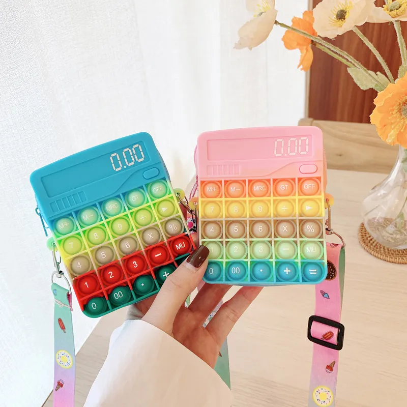 DHL Fidget Toys Rainbow Computer Macarons Coin Purse Decompression ...
