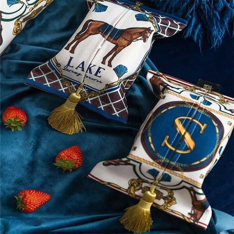 Vintage Horse Velvet Tissue Box Cover - European Style Rectangle Napkin ...