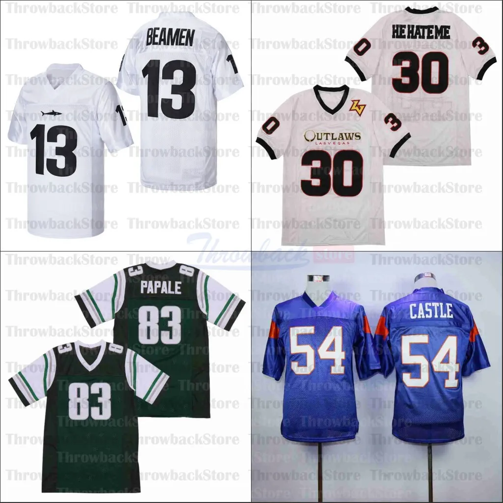 Football Jersey: 13 Beamen, 30 Hehateme, 83 Papale, 54 Castle White ...