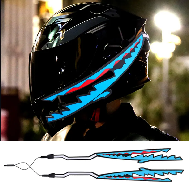 LED Motorcycle Helmet Light Stickers Flashing EL Cold Light Strips For ...