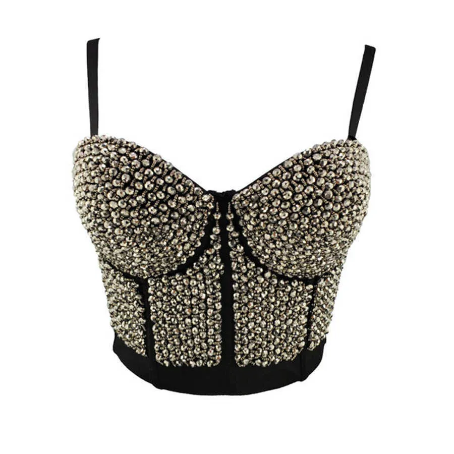 Shimmering Acrylic Bead Tube Top with Built-in Padded Bra - Sexy ...