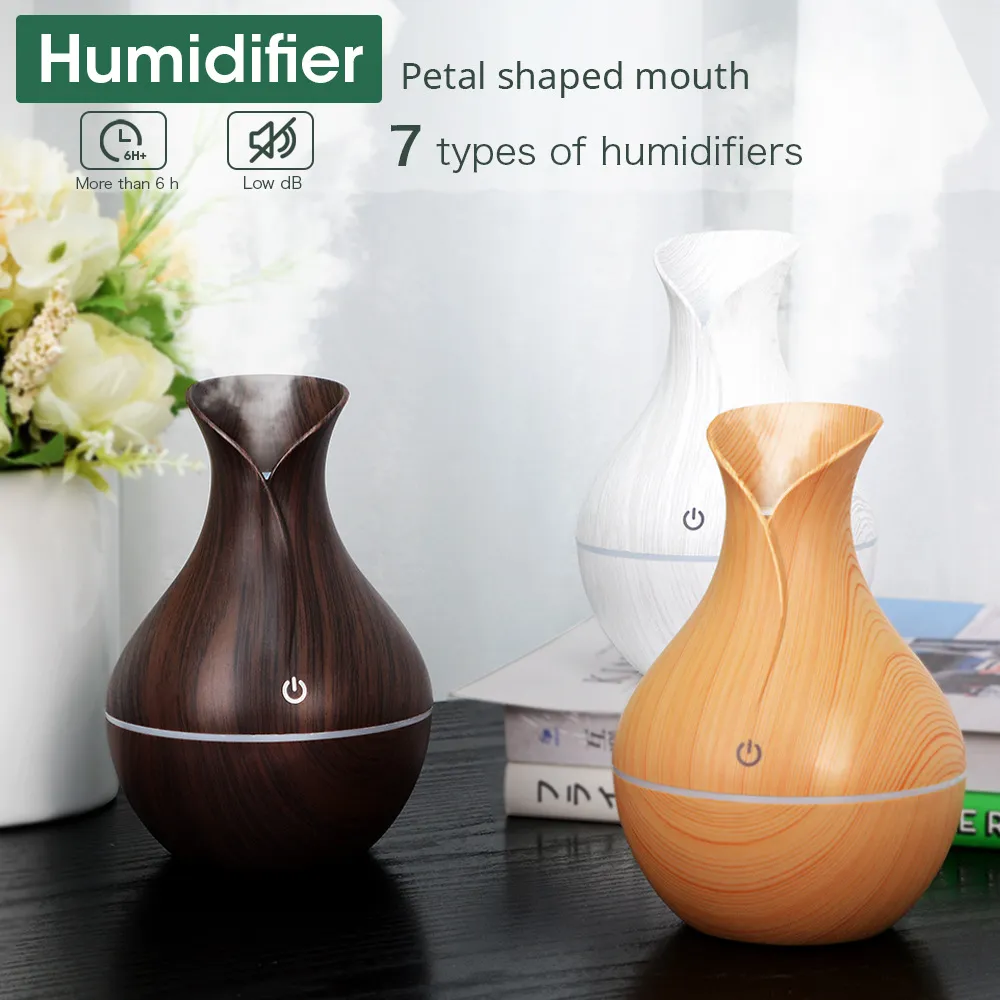 Essential Oil Diffuser 130ml Wood Air Humidifier Wood Grain Vase Aroma ...