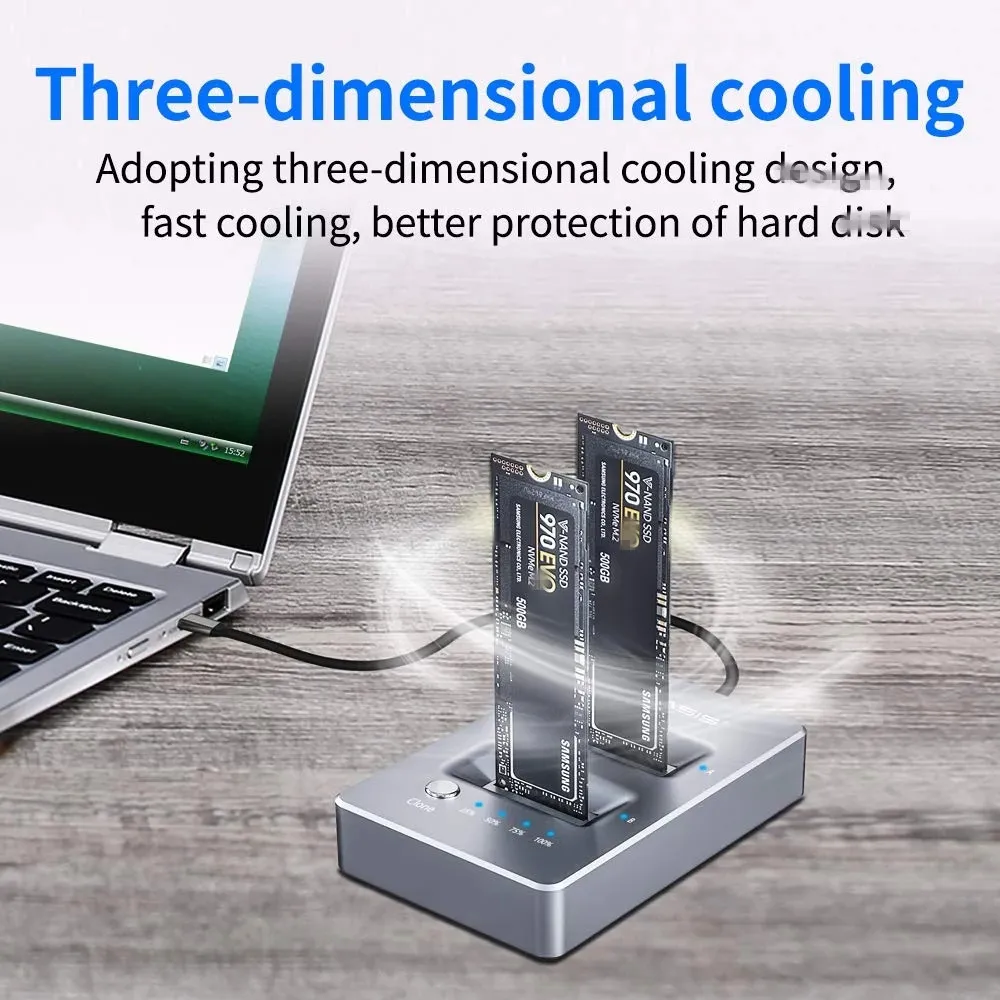 Type C Dual Bay Enclosure For M.2 To M1 SSD Clone Usb 4 Docking Station ...