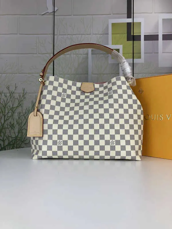 DHgate.com:White Grid Leather Handbag: Iconic Top Handle Designer Tote ...