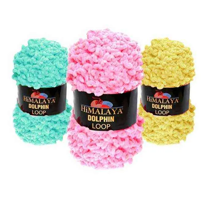 Himalaya Dolphin Loop Yarn, 5 Balls100g Velvet Curly Puffy Super Bulky ...