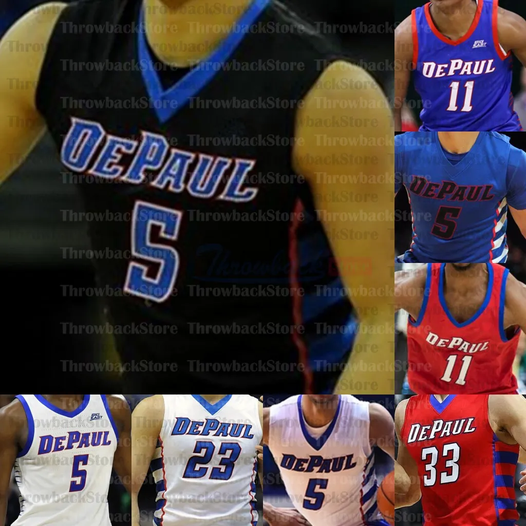 Custom DePaul Blue Demons Basketball Jerseys Moore Paul Reed Butz Weems ...