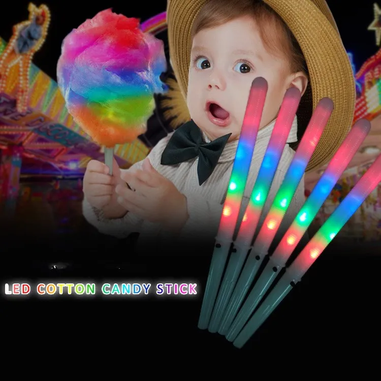 LED Cotton Candy Stick Cones Colorful LED Light Sticks Flash Glow For ...