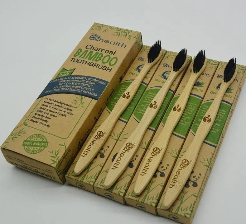 Bamboo Toothbrush Set: Soft Bristle, Eco-Friendly Bamboo Handle ...