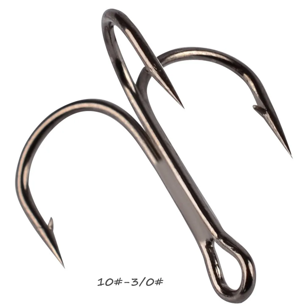 Black Triple Anchor Fishing Hooks Set: 10#-3/0# High Carbon Steel Barbed Carp Fishhooks Pesca ...