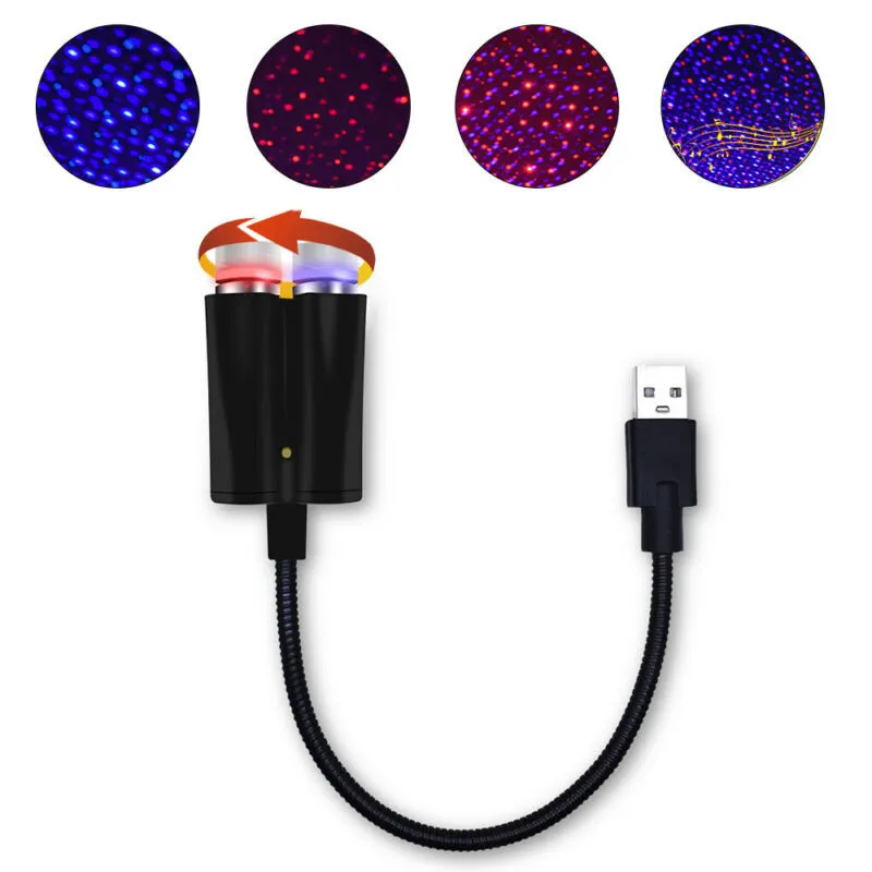 Usb Power Adapter Car Interior Starry Sky Lamp With Dual Colored LED ...