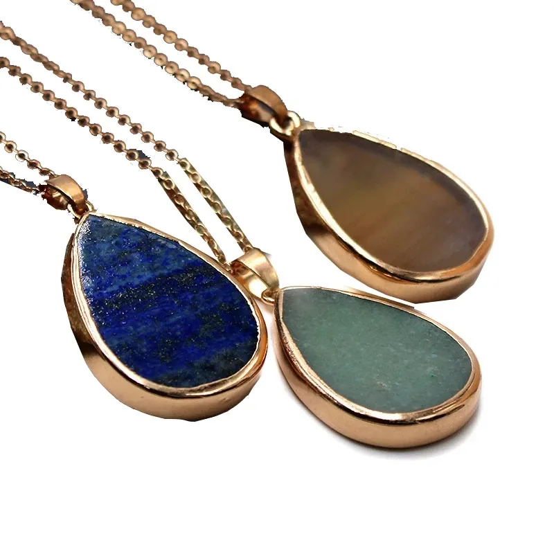 Water Drop Jewelry: Teardrop Stone Pendant Necklace with Thick, Heavy ...