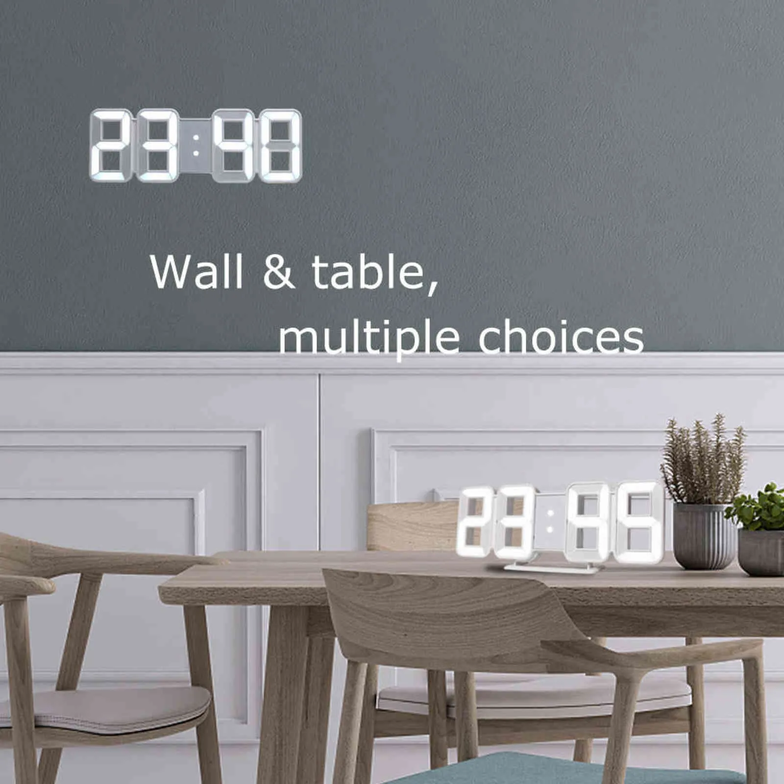 FanJu FJ3208 Digital Wall Clock 3D LED Alarm Large Time Temperature ...