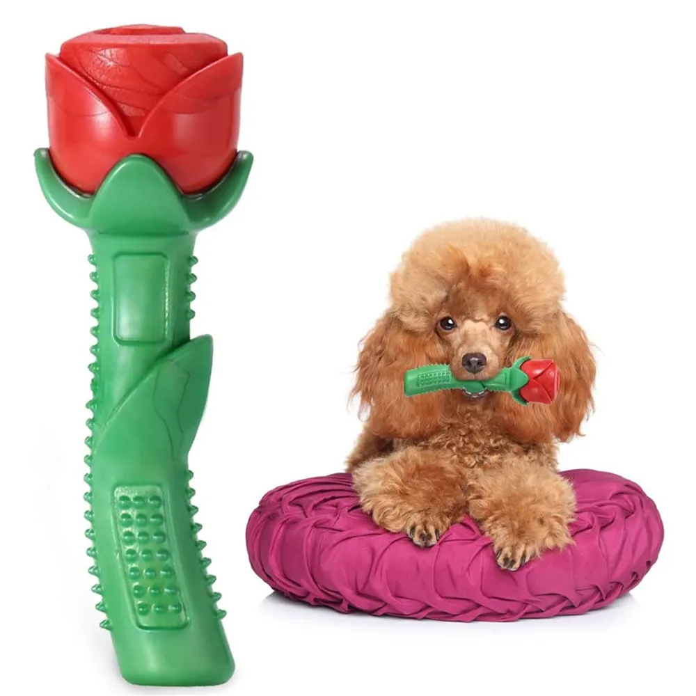 Durable Rose Dog Chew Toy: Gentle Teeth Cleaning for Puppies & Small ...
