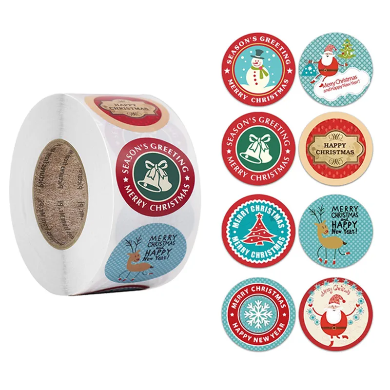Merry Christmas Theme Seal Labels Stickers Xmas Tree Elk Snowflake ...