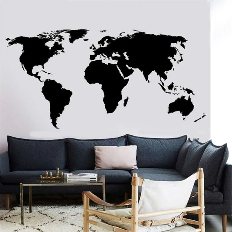 Large World Map Wall Decal Office Classroom Decoration Vinyl Wall ...