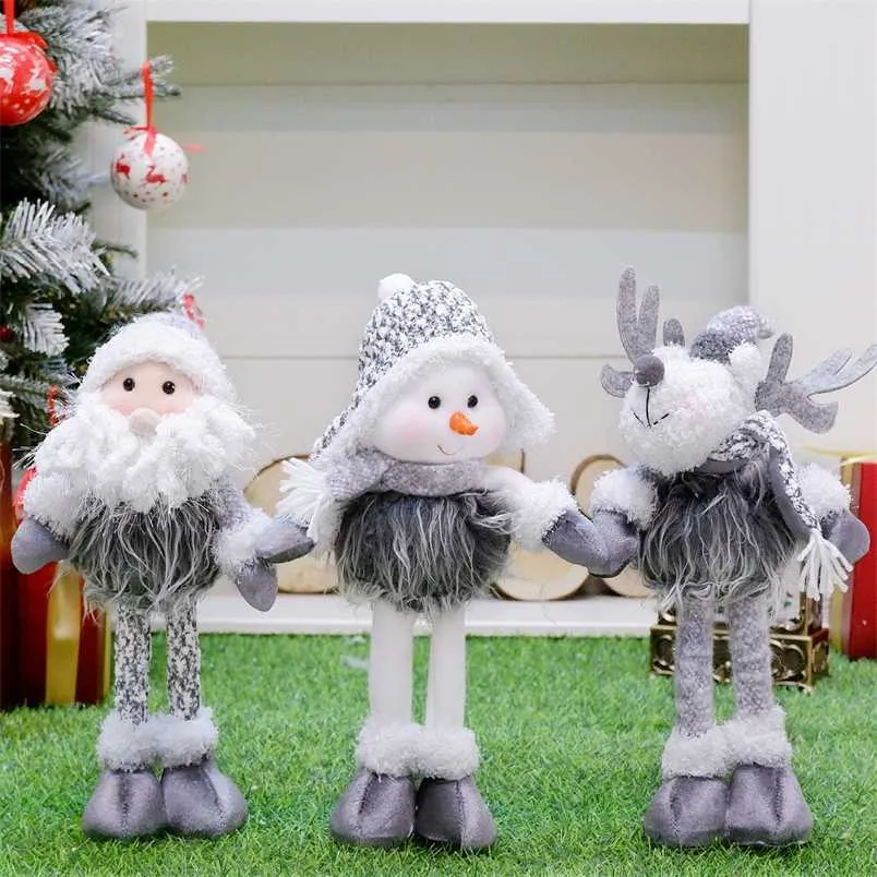 Plush Christmas Ornaments: Standing Santa, Snowman, Reindeer Figurines ...