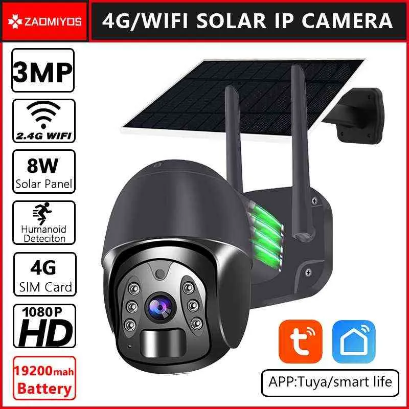 3MP 1080P HD 4G/WIFI Low Power Solar Camera PTZ Night Vision Two Way ...