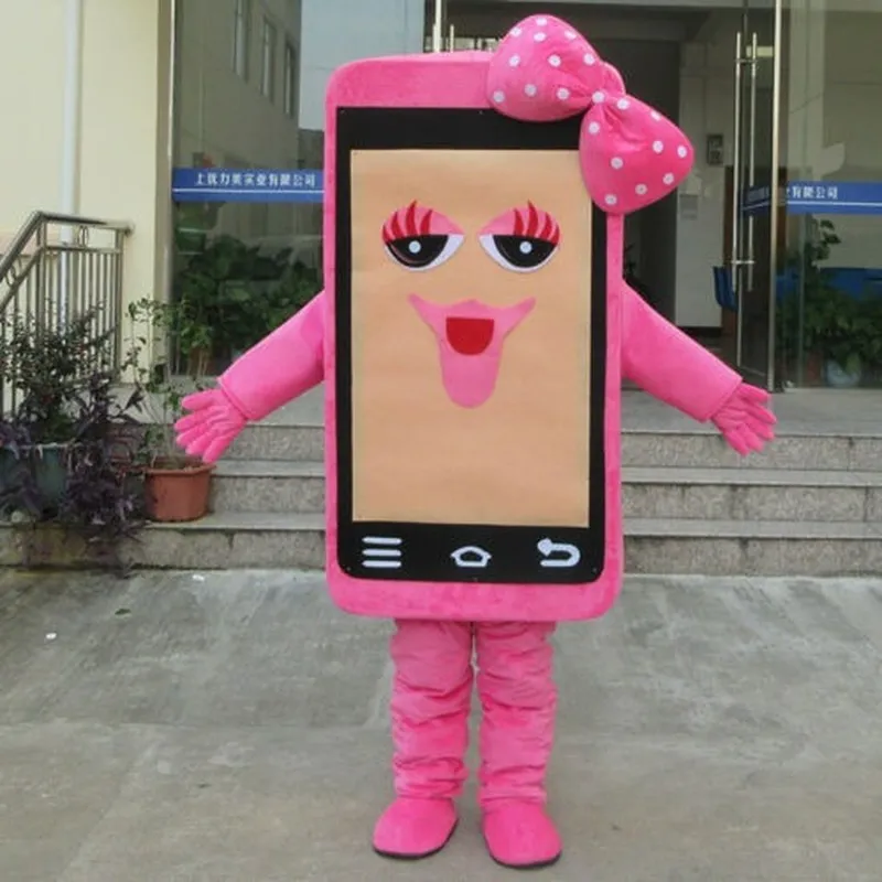 Pink Mobile Phone Gingerbread Man Mascot Set For Adult Parades And ...