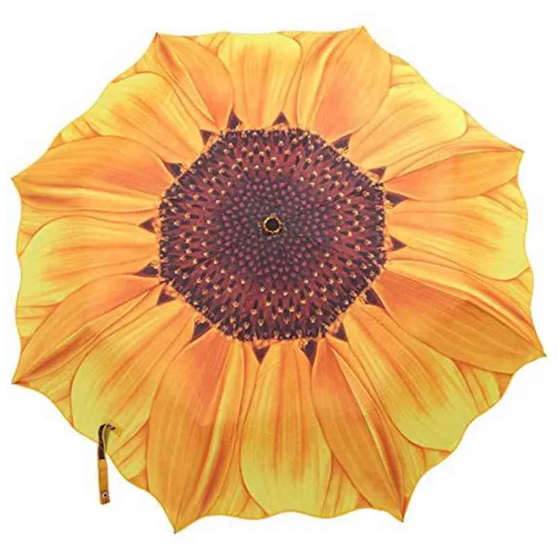 Sunflower Print Umbrella - Women's Folding Umbrella, UV Protection ...