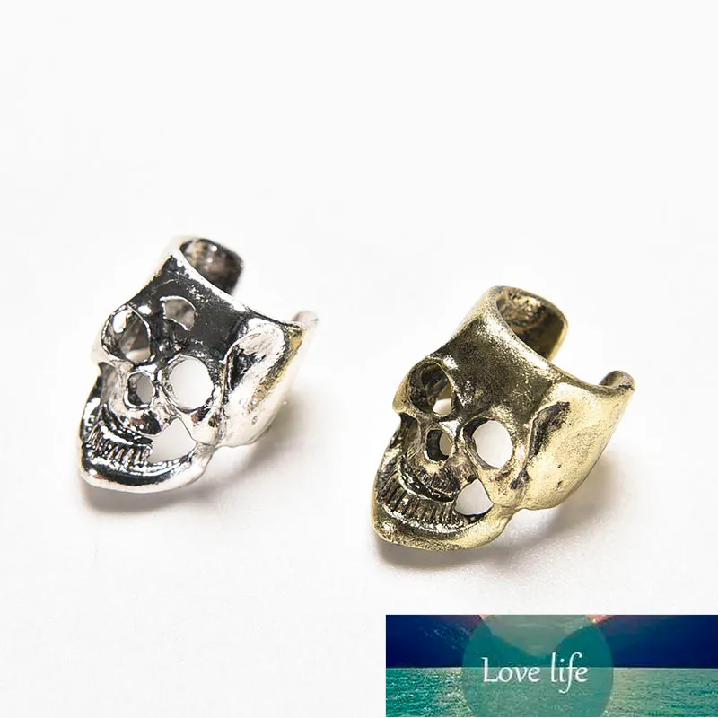 Gothic Punk Vintage Skull Antique Ear Cuff Wrap Clip On Earrings In ...