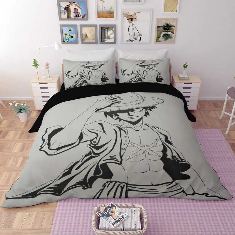 3d Luffy Ace Brotherhood Anime Dessin Animé Literie Ensemble De Couette