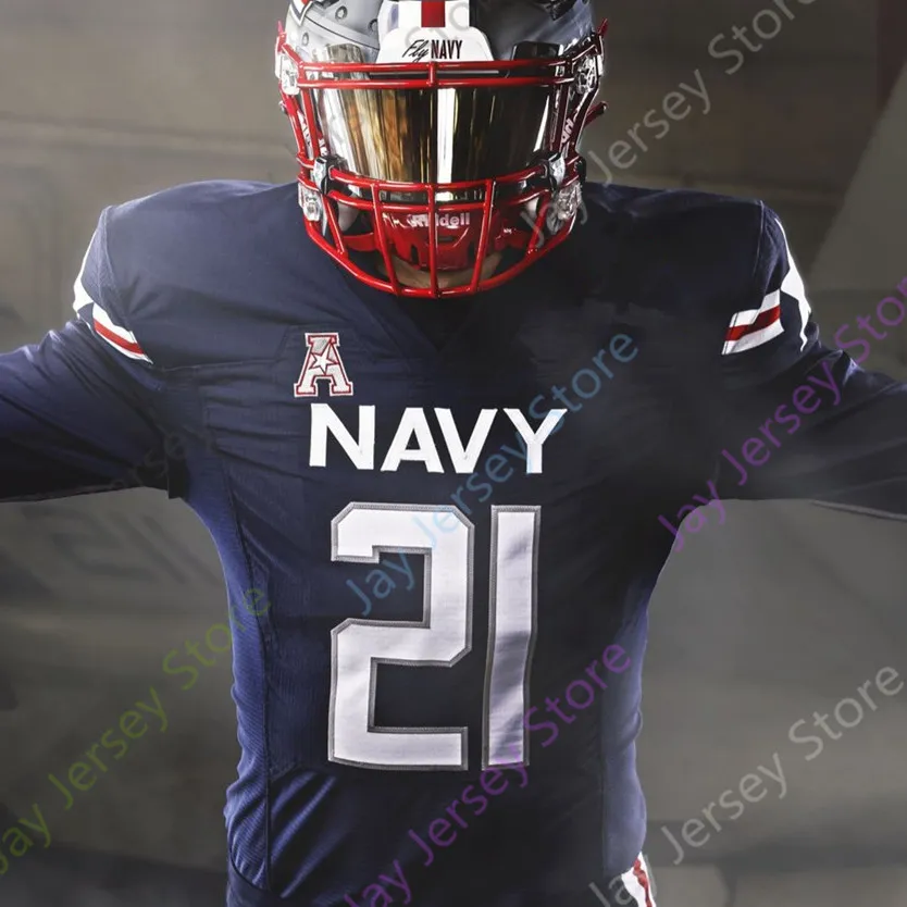 2021 Fly Navy Midshipmen Custom Football Jersey NCAA College Team ...