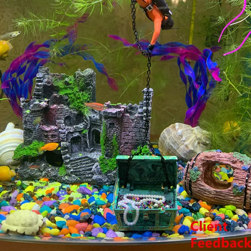 Tropical Fish Tank ANCLLO Aquarium Medieval Resin Castle Decorations ...